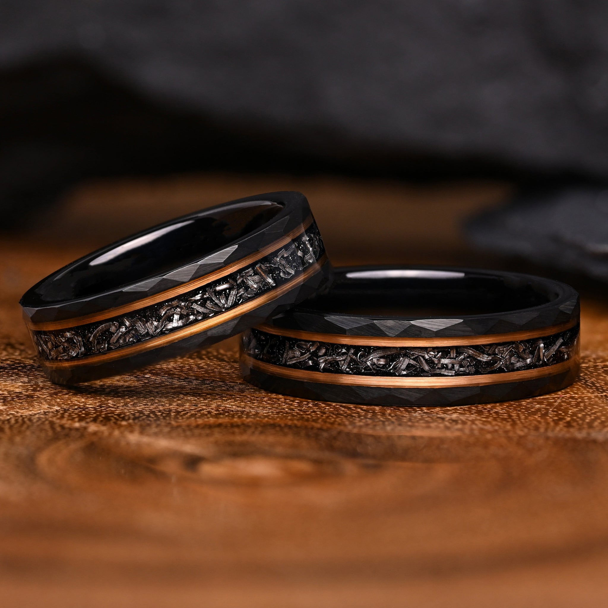 Destiny - Ring-Set für Paare | Wolfram und Meteorit