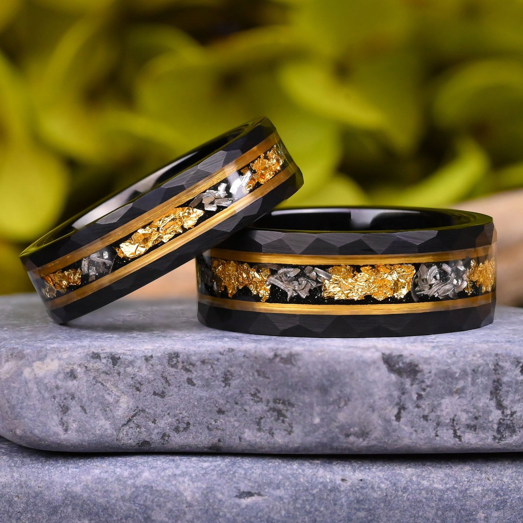 Gentleman - Ringe Set - Ringe für Paare | Wolfram, 24 Karat Blattgold