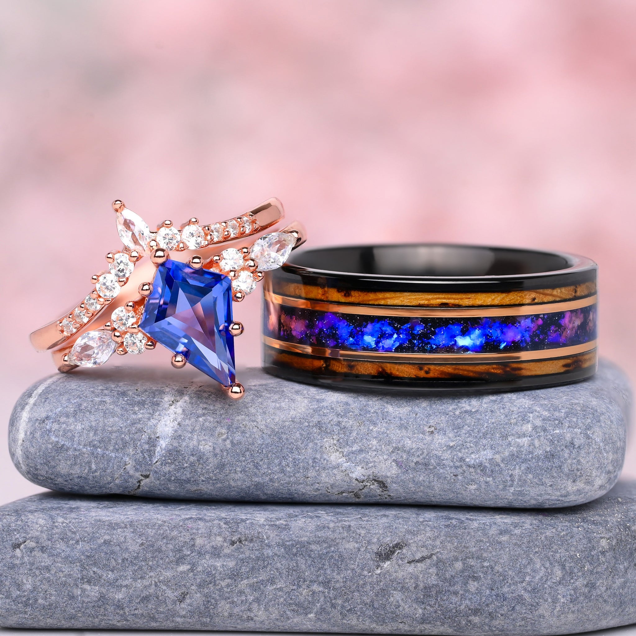 Neptun - Ringe Set | Wolfram, 925 Sterling Silber Ring, Orionnebel