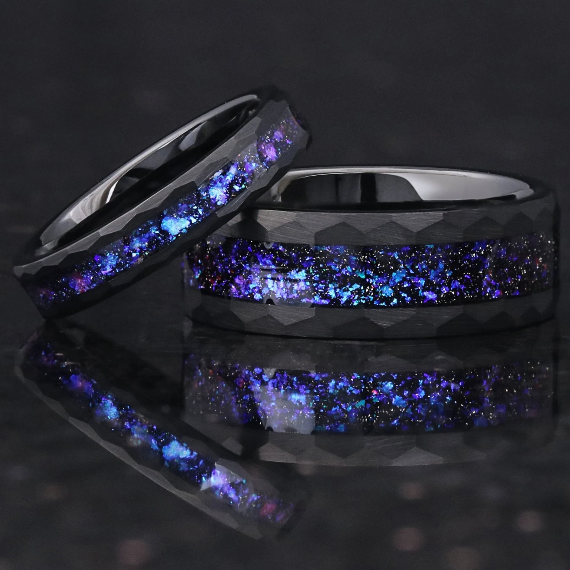 Quantum - Ringe Set - Ringe für Paare | Wolfram und Orionnebel