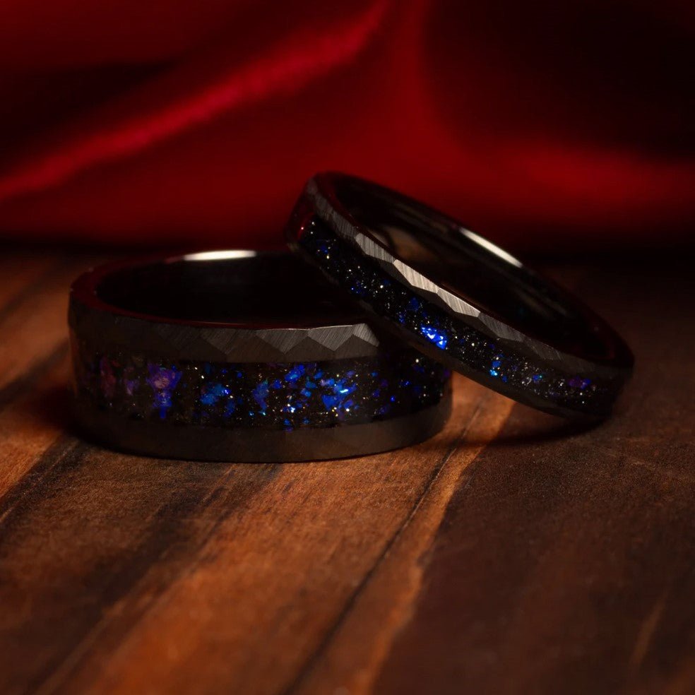 Atlas - Ringe Set - Ringe für Paare | Wolfram und Nebel-Inlay